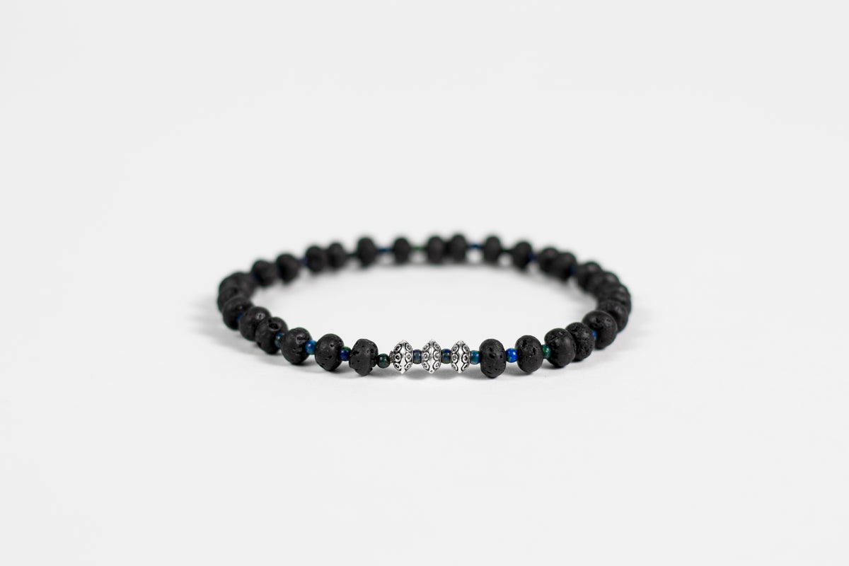 Double layer Matt onyx, Hematite, Azurite, and Lava – TWENTY-TWO BEADS